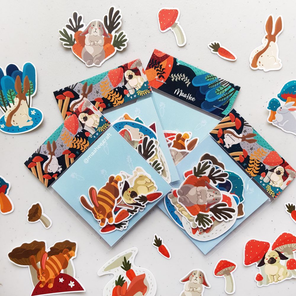 Jual MAAHEE CRAFT Bunny Burrow Series Sticker Pack / Stiker Die Cut ...