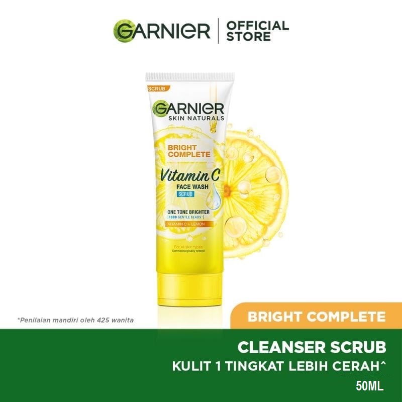 Jual Garnier Bright Complete Vitamin C + Lemon Face Wash Scrub 50ml ...