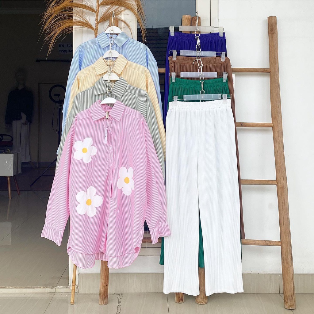 Jual BIBINA SET 2pcs (kemeja katun*+comfy cullote) | Shopee Indonesia