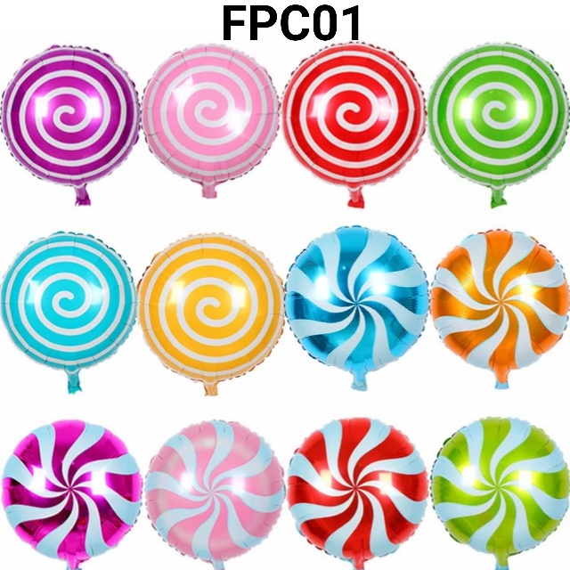 Jual FPC01 Balon foil permen candy lolipop emas merah hijau biru pink ...
