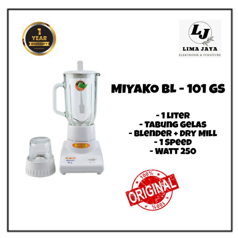 Jual Blender Kaca 2 IN 1 Miyako BL 101 GS 1 liter New Original | Shopee ...