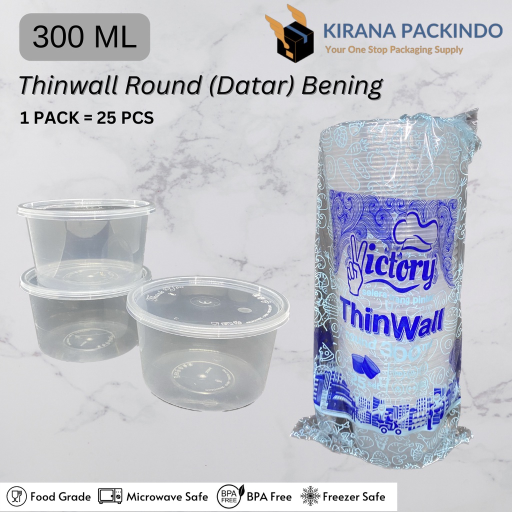 Jual Thinwall Victory 300ML Round (Bulat Datar) Food Container Kotak ...