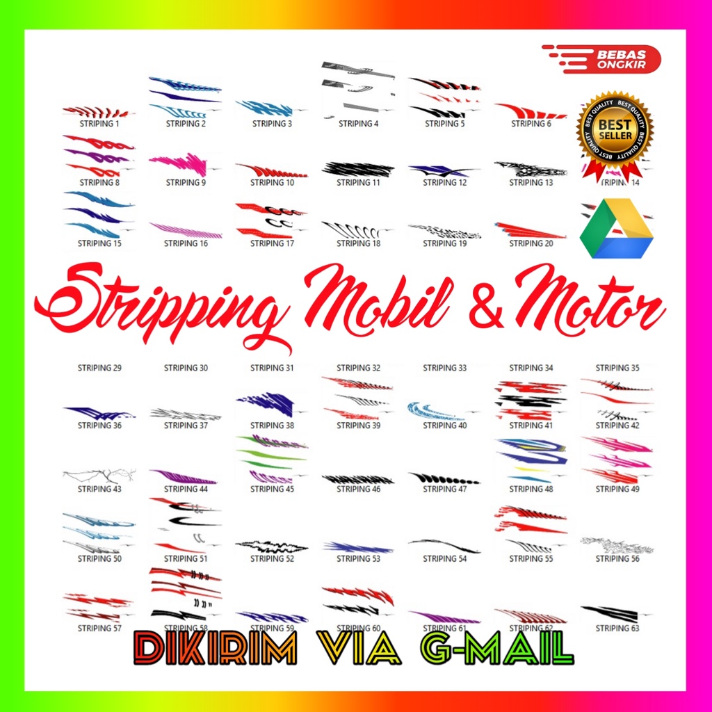 Jual 1200+ Sticker Striping List Non-character For Coreldraw - Desain ...
