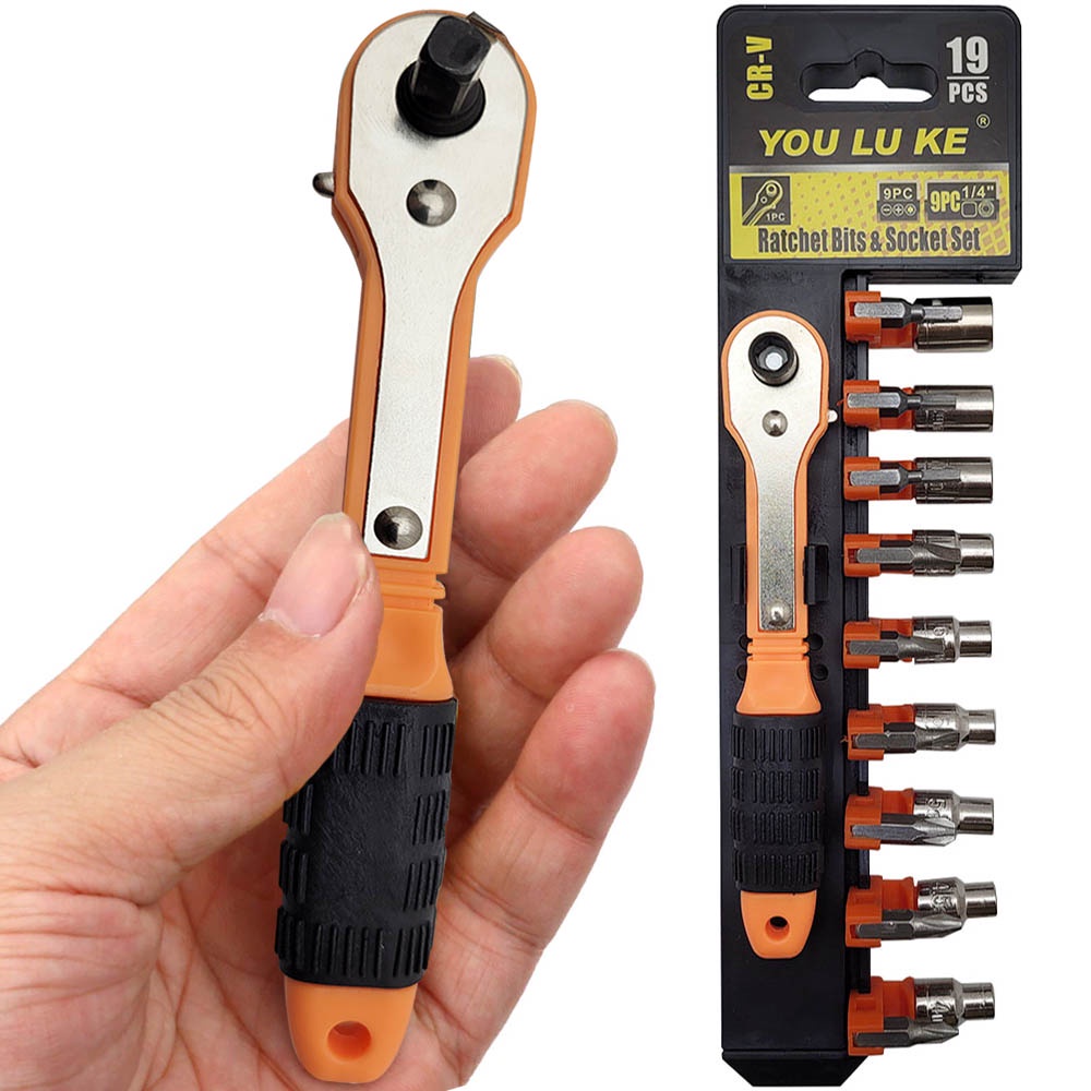 Jual Ratchet Bits & Kunci Sok Shock 19 Pcs Kunci Sok Obeng Set Perkakas ...