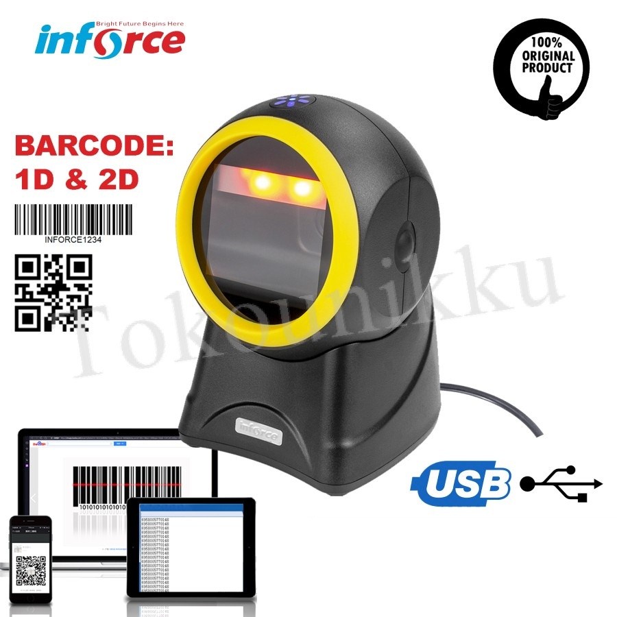 Jual INFORCE BARCODE SCANNER T2055 2D/1D USB WIRED KABEL CABLE | Shopee ...