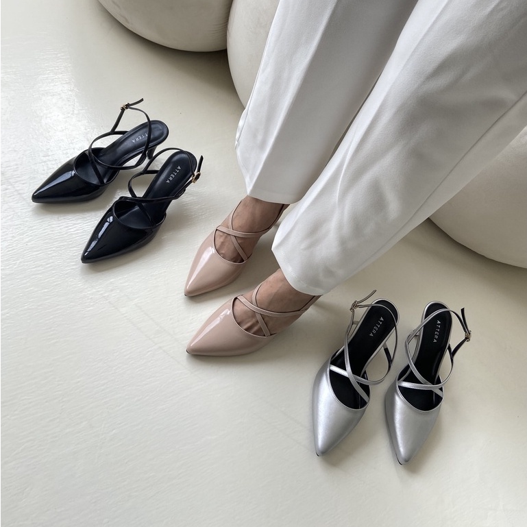 Jual ATTERA - URVI (black/nude/silver) - Sepatu Hak Tertutup Wanita 7cm ...