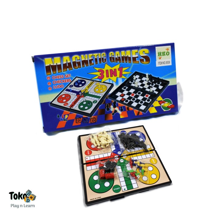 Jual Mainan Keluarga Family Magnetic Board Games 3 in 1 Ludo Catur ...