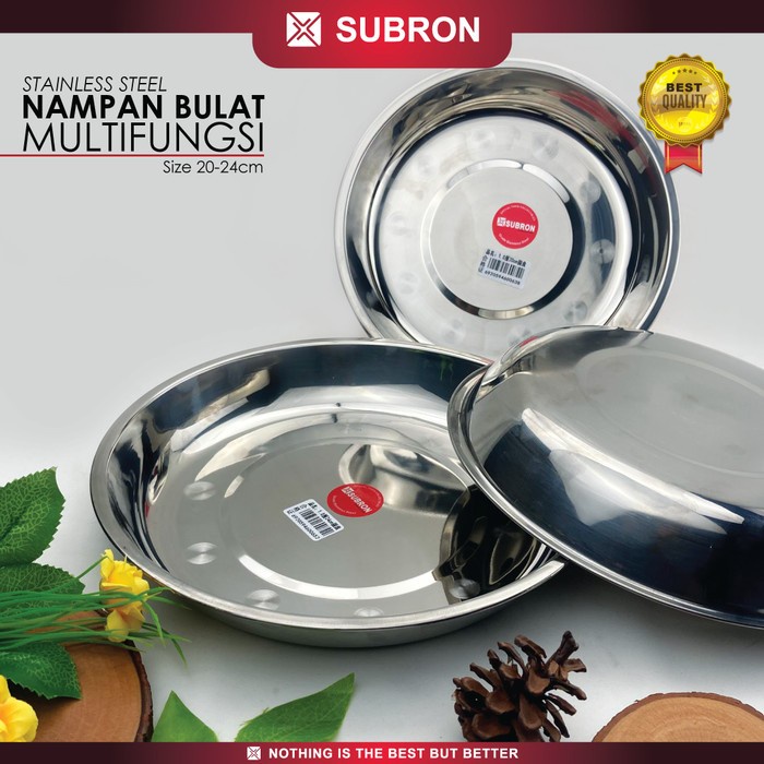 Jual Nampan Bulat Baki Stainless Multifungsi 20cm 22cm 24cm 26cm ...