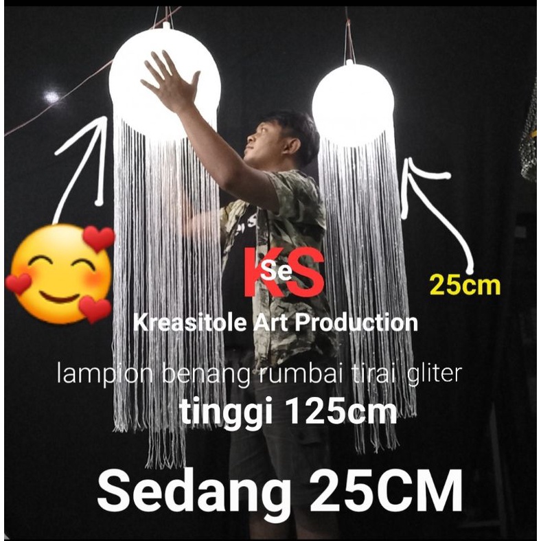 Jual LAMPION BENANG RUMBAI TIRAI GLITER 25CM lampu gantung dekorasi kap ...