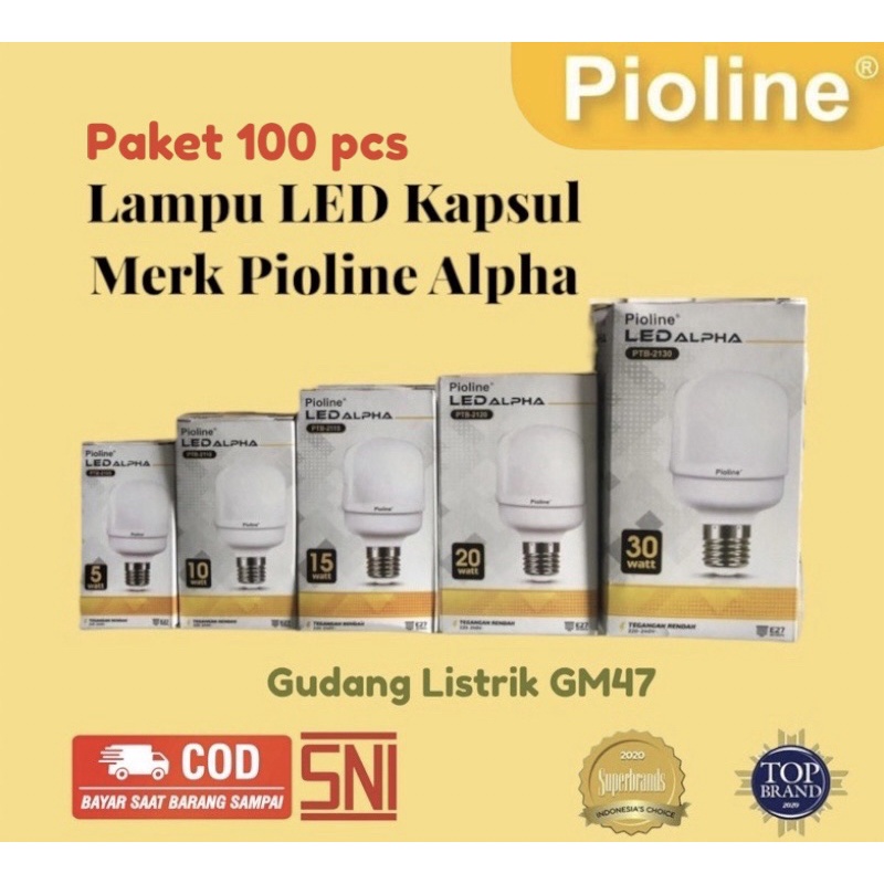Jual (PARTAI) 100pcs LAMPU PIOLINE LED ALPHA 5W/10W/15W/20W/30W ...