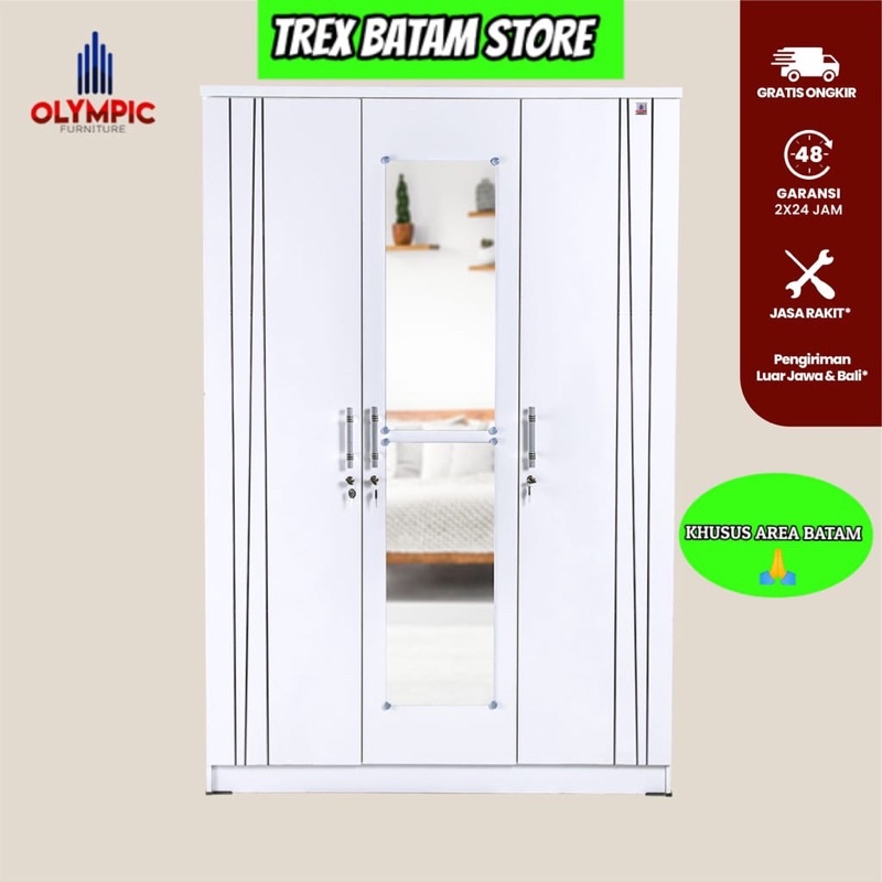 Jual OLYMPIC LP LENO 3P LEMARI PAKAIAN 3 PINTU (BATAM) | Shopee Indonesia