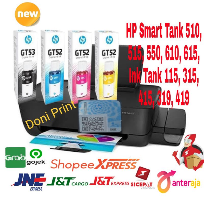 Jual Tinta terbaru HpGT53 Black, Gt52 Colour,, (Cyan, Yellow, Magenta ...