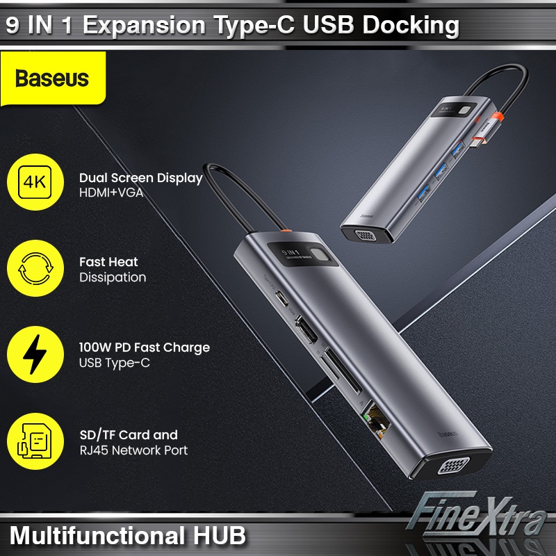 Jual BASEUS 9 in 1 Multifunctional HUB Docking Station USB Type-C | Shopee Indonesia