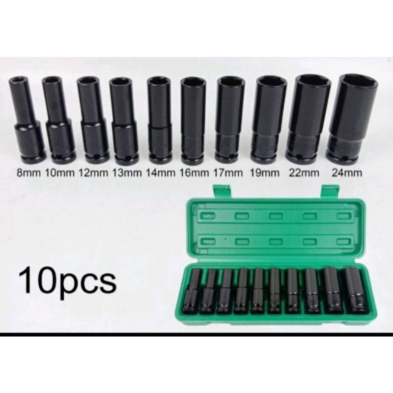 Jual Kunci shock impact panjang (10pcs)8-24/6sisi/12inch | Shopee Indonesia