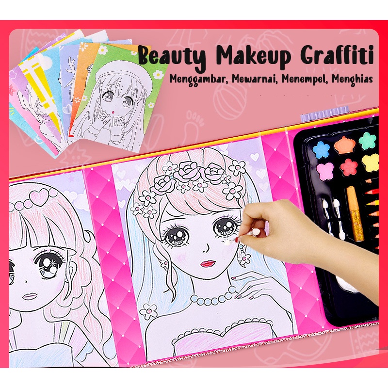 Jual Beauty Makeup Mainan Anak Perempuan Mewarnai Boneka Gambar ...