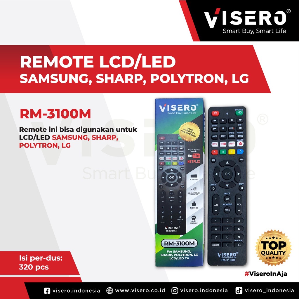 Jual VISERO REMOTE LCD/LED TV SAMSUNG, SHARP, POLYTRON, LG | Shopee ...