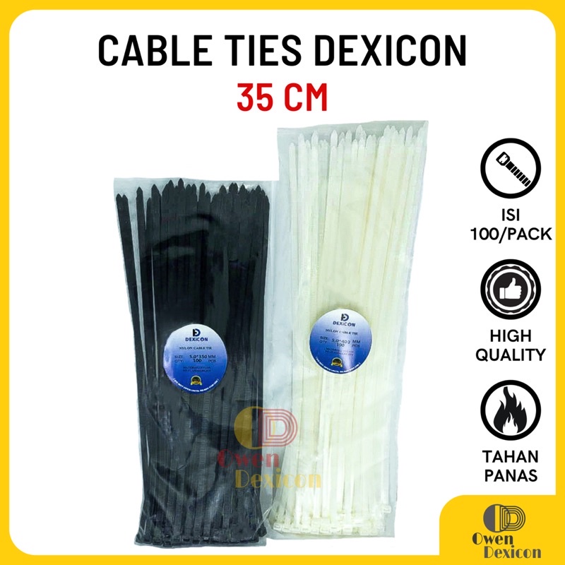 Jual Cable Ties 35cm Dexicon 4,8mm x 350mm Kabel Tie Tis Kuat Kabel Pengikat Hitam Putih isi 100 ...