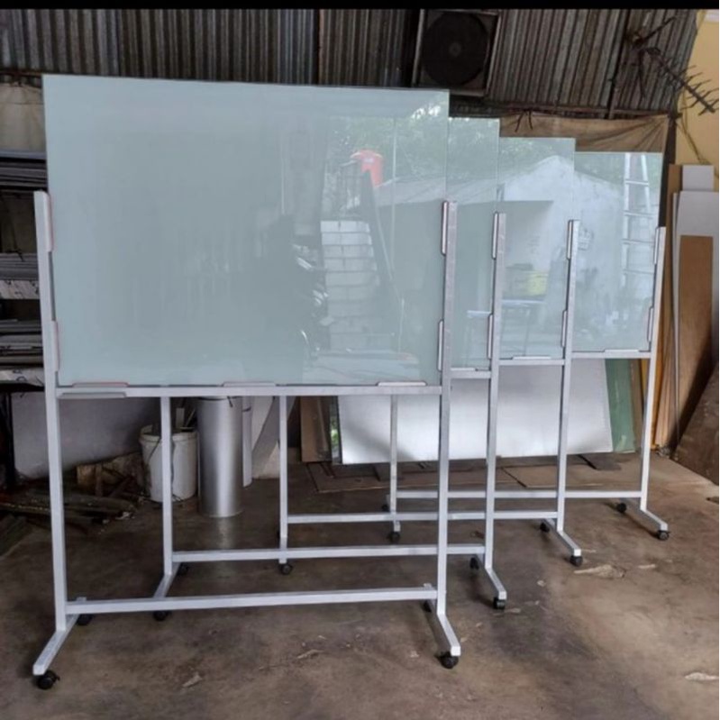 Jual papan tulis beroda kaca 120x80 / whiteboard kaca / glasboard ...
