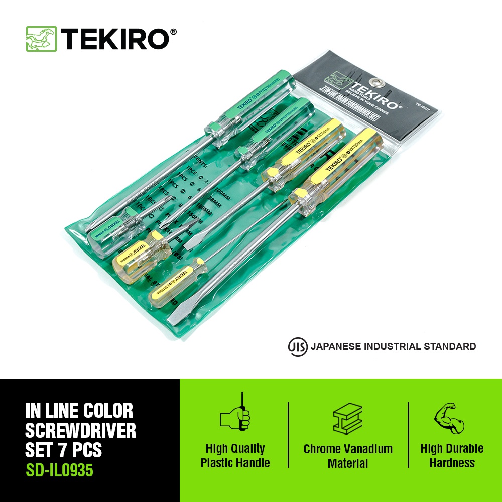 Jual TEKIRO IN LINE COLOR SCREWDRIVER SET 7 PCS | Shopee Indonesia