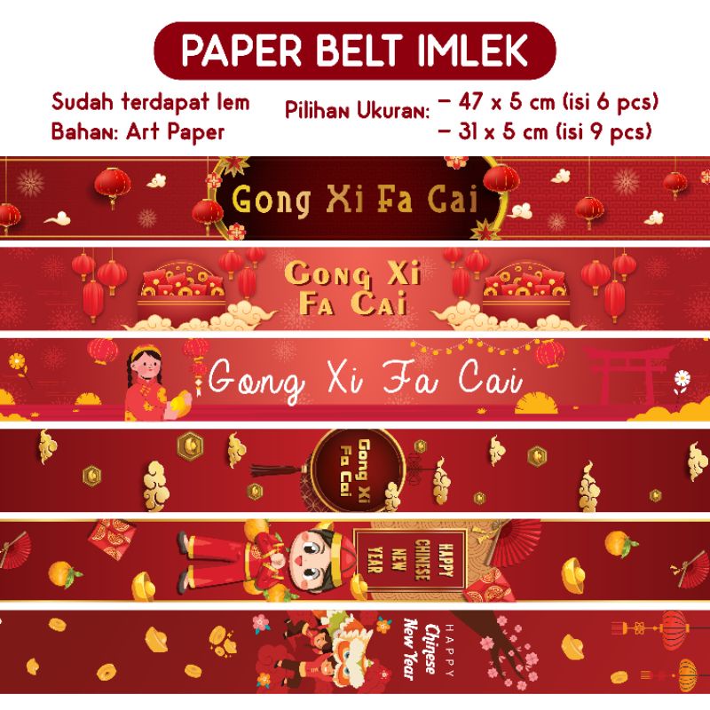 Jual PAPER BELT IMLEK GONG XI FA CAI BENTO BELT HAMPERS BOX HIASAN ...