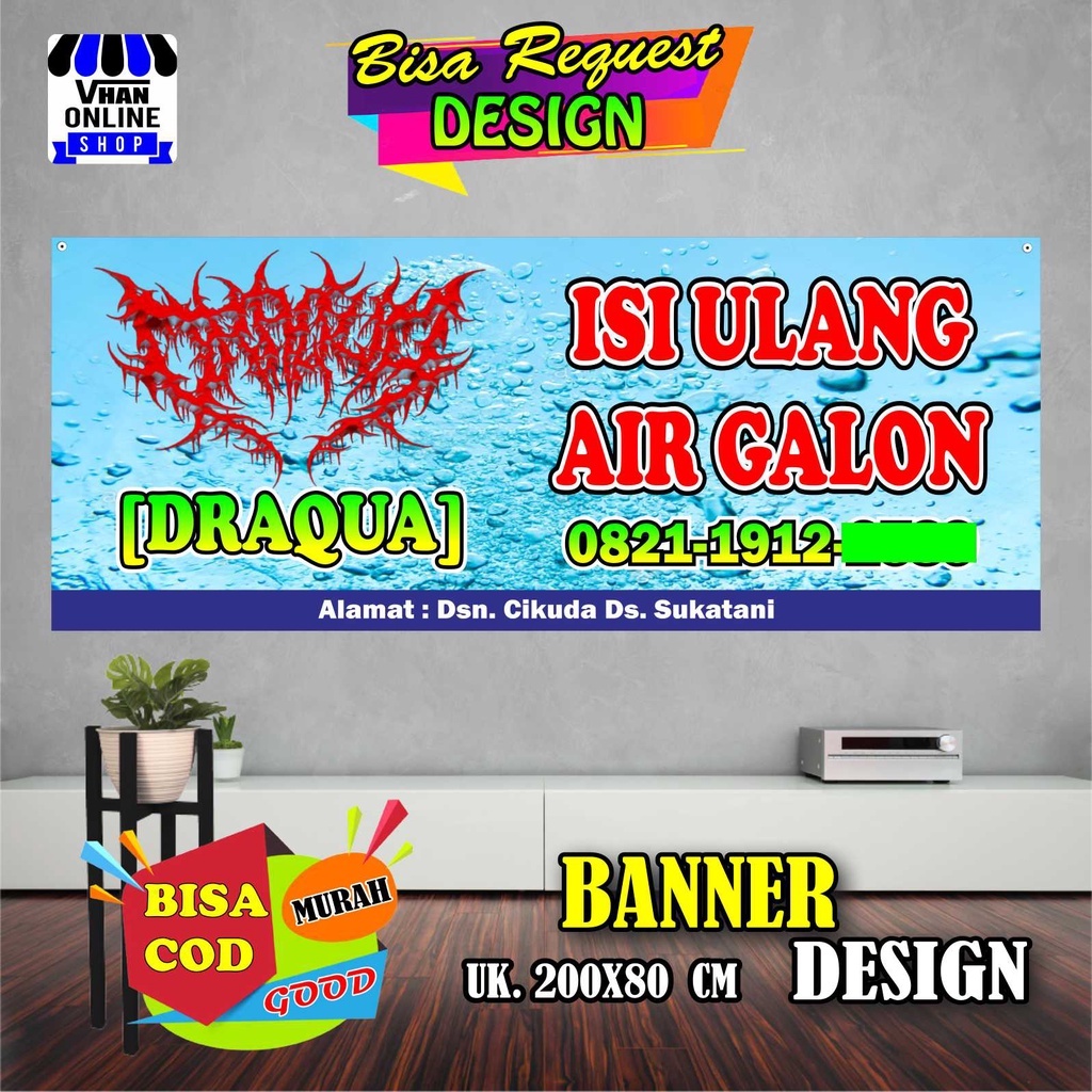 Jual Spanduk Banner Isi Ulang Air Minum, Depot, Isi ulang galon, Keren ...