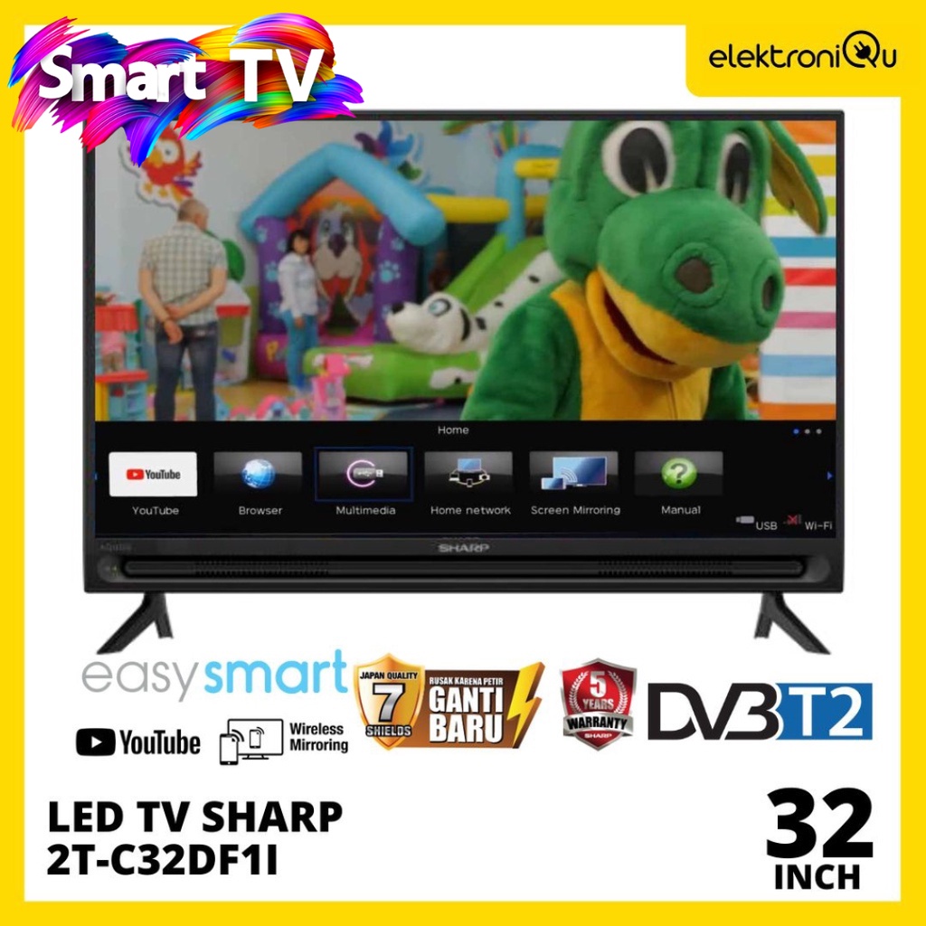 Jual (KHUSUS INSTAN) LED TV SHARP 2T-C32DF1I SMART TV 32 INCH HD READY HDR-NEW 2022 | Shopee ...
