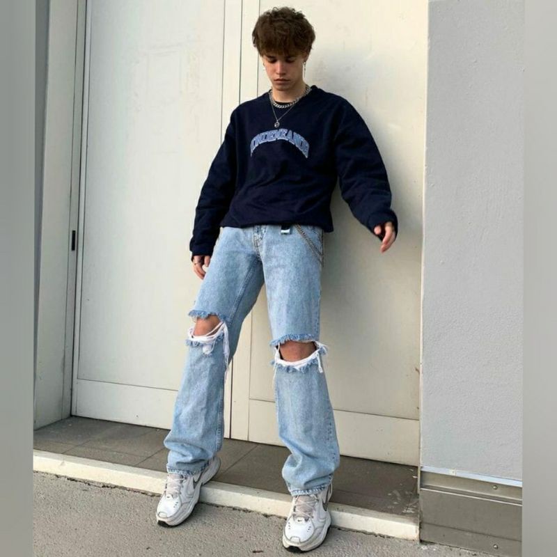 Jual CELANA SOBEK PRIA RIPPED JEANS ROBEK STANDAR REGULER BASIC 27-38 ...