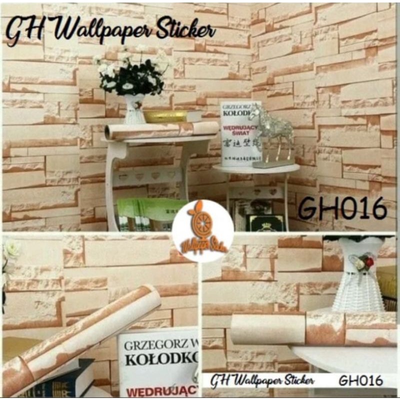 Jual Wallpaper dinding 45cmx 10m wallpaper Sticker motif batu bata gold ...