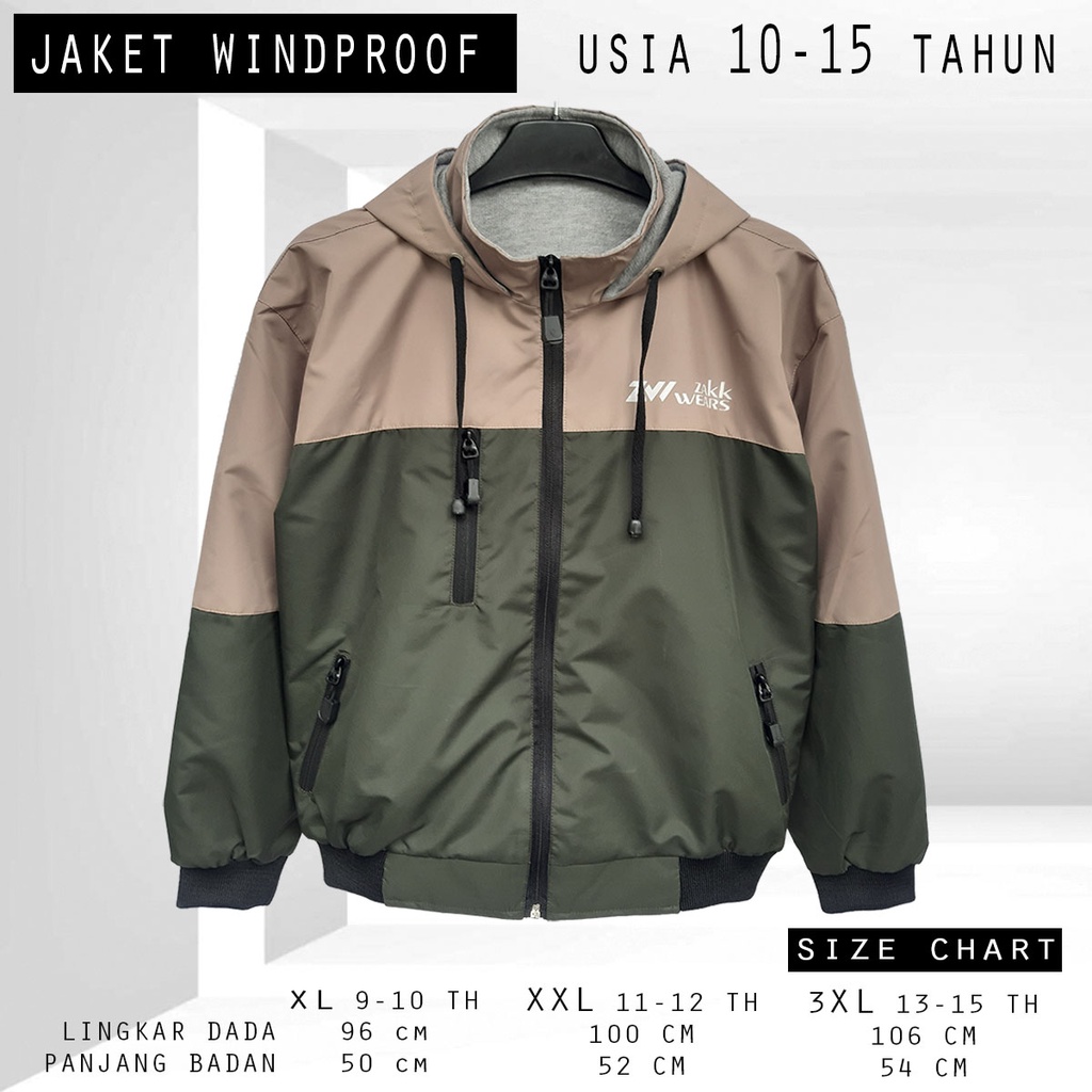 Jual Zakkwears Jaket Anak Remaja Windproof Tahan Angin Usia 9-14 Tahun ...