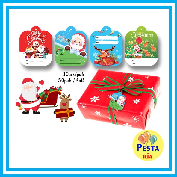 Jual Murah!! (1pak isi 10pcs) Gift Tag Natal Motif, gift tag merry ...