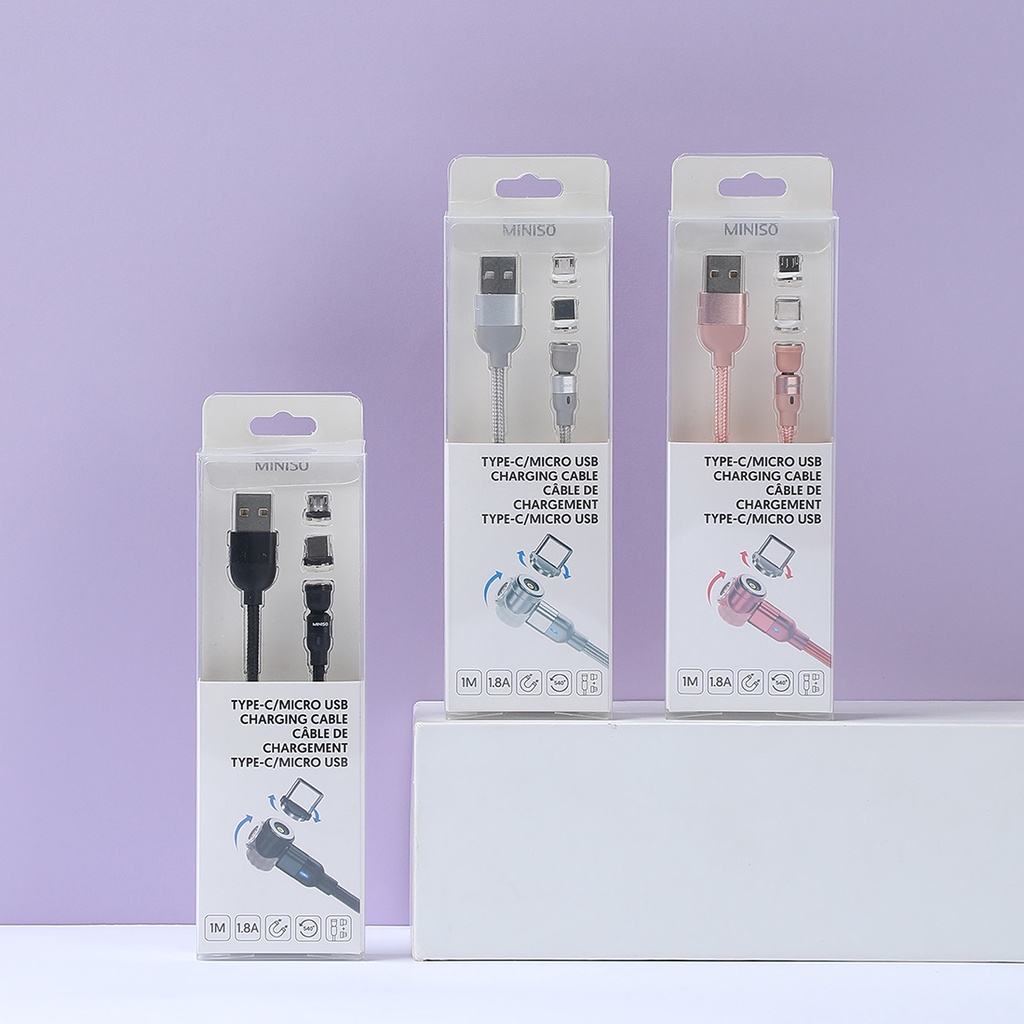 Jual MINISO Electric Kabel Data Type-C Micro USB Magnetic Charging 2-in ...