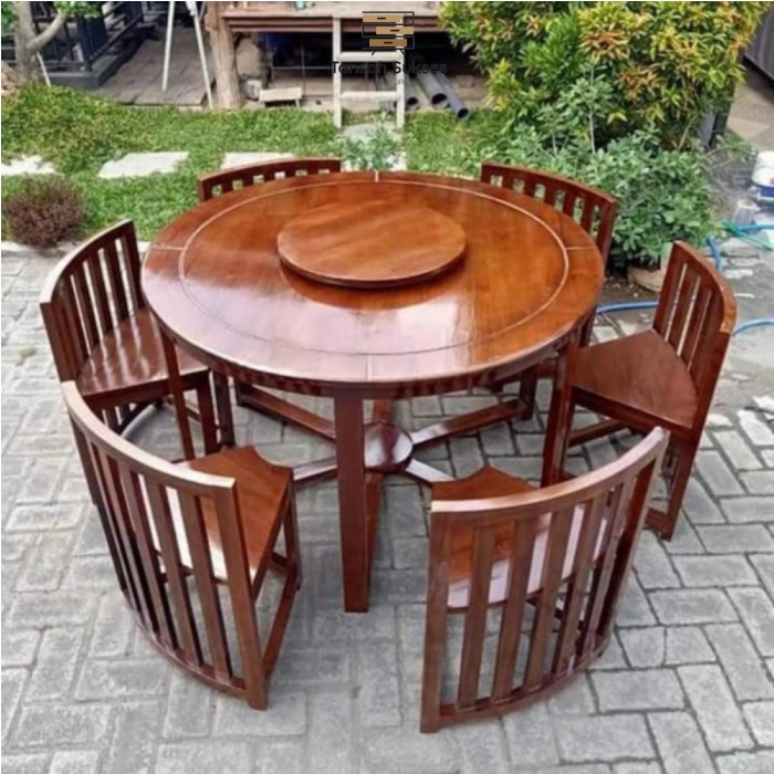 Jual Meja Makan Bulat Minimalis 6 Kursi Kayu Jati - 4 Kursi | Shopee ...