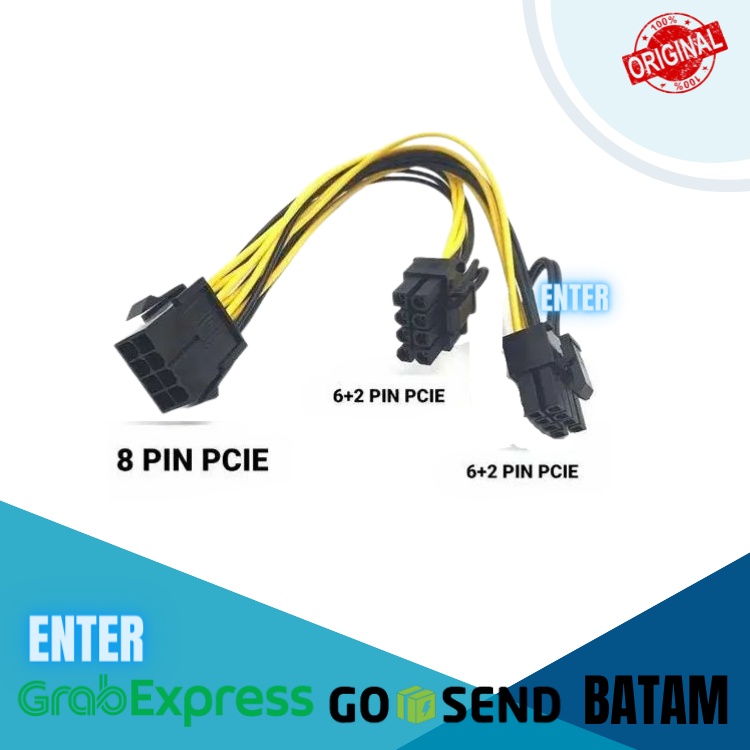 Jual KABEL PCIE 6 PIN TO DUAL 8 PIN 6+2 POWER SPLITTER VGA PCI-E ...