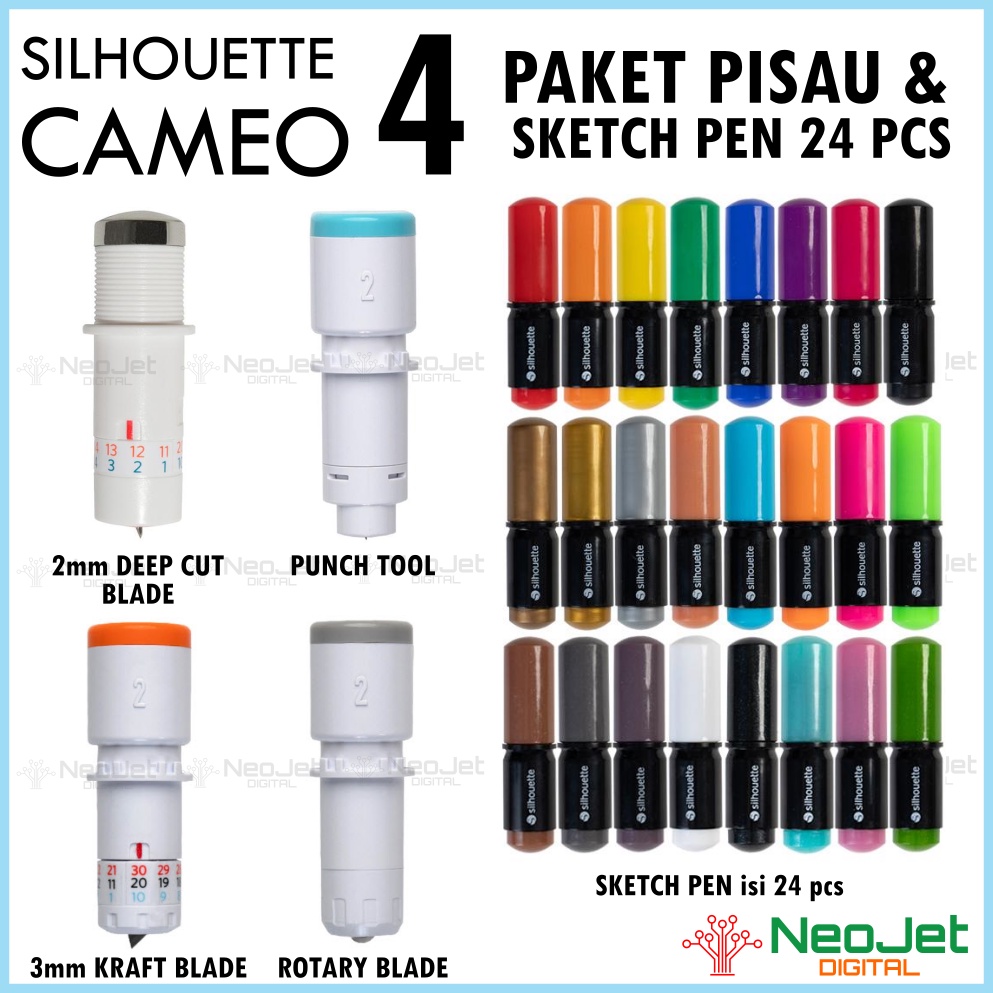Jual Paket Pisau Cameo 4 Cameo Plus Cameo Pro 2mm Deep Cut Blade Punch ...