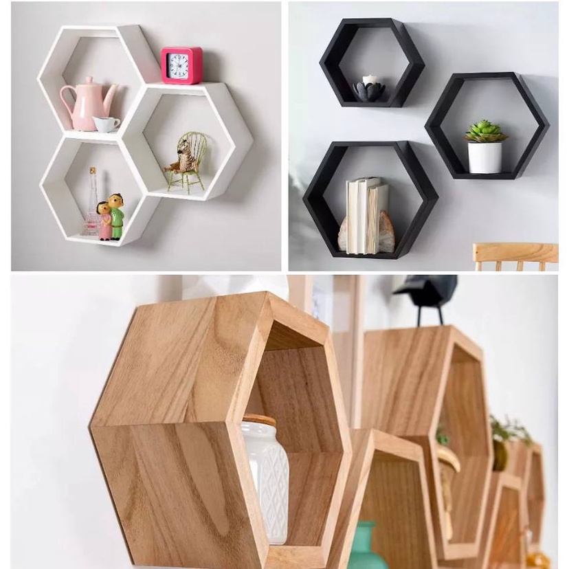 Jual Rak Hexagonal Segi Enam Minimalis Rak Dinding Rumah Modern Rak ...