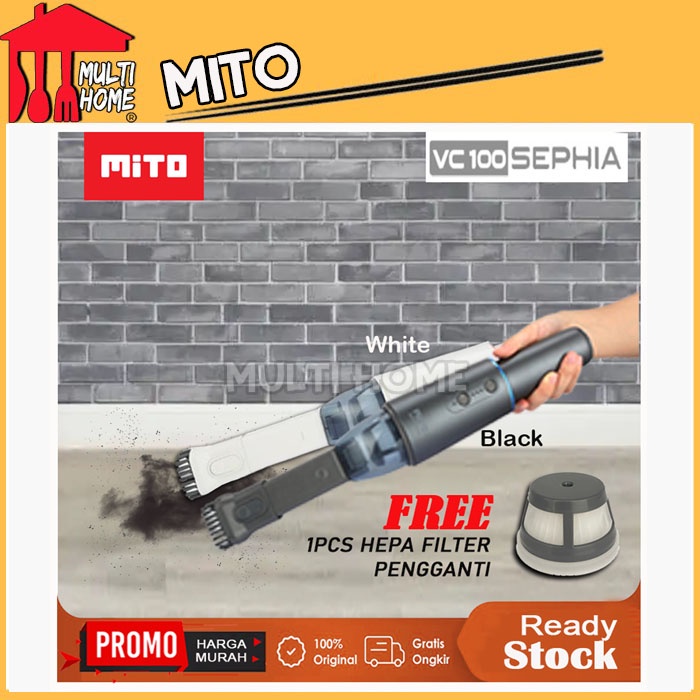 Jual Mito Handy Cordless Vacuum VC100 Sephia + Hepa Filter Pengganti ...