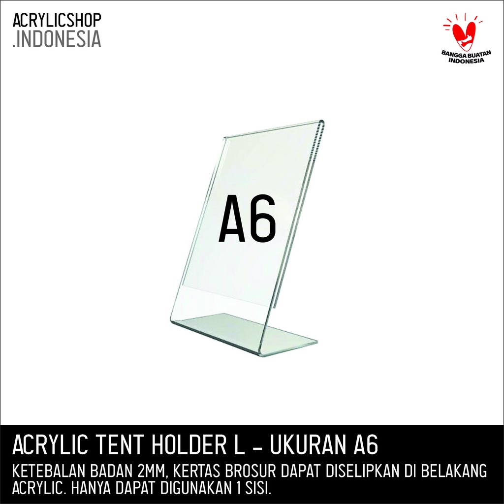 Jual Akrilik Tempat Brosur A6 / Acrylic Tent Card Holder Stand 2 sisi ...