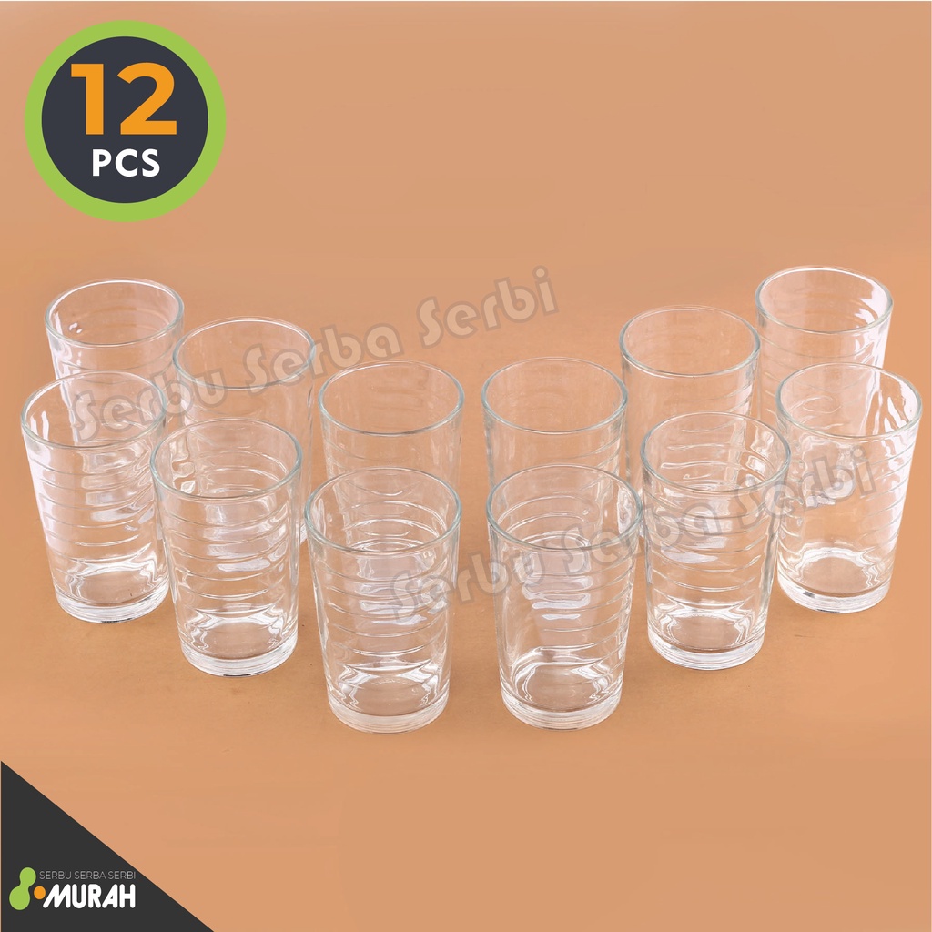 Jual 12 PCS - Gelas Kaca Biru - Gelas Beling MOTIF ULIR - Gelas HS BBC ...