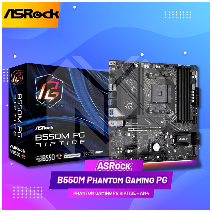 Jual Asrock B550M Phantom Gaming PG Riptide AMD AM4 B550 DDR4 ...