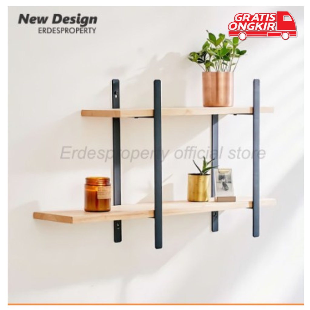 Jual [COD] Rak Dinding Besi Ambalan Kayu Minimalis Hiasan Dinding Rumah ...