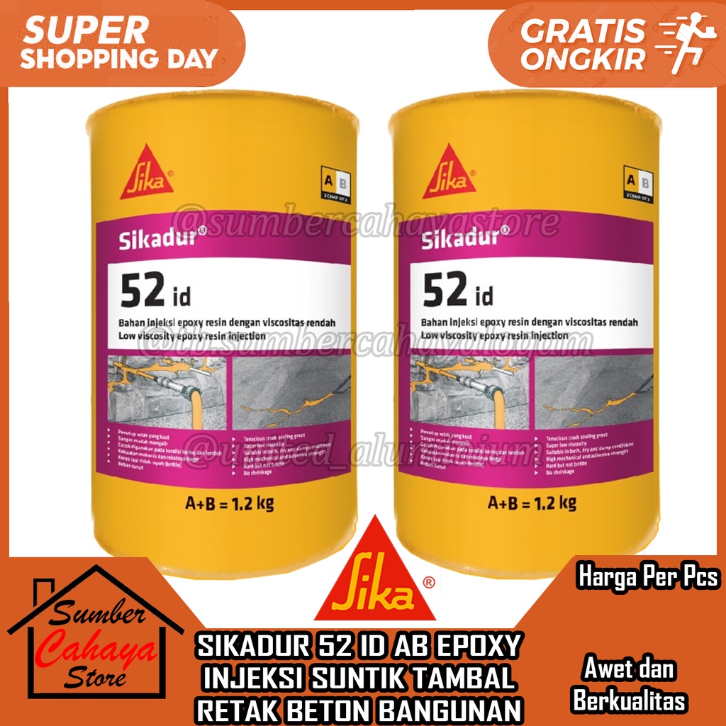 Jual SIKADUR 52 ID AB EPOXY INJEKSI SUNTIK TAMBAL RETAK BETON 1,2KG ...