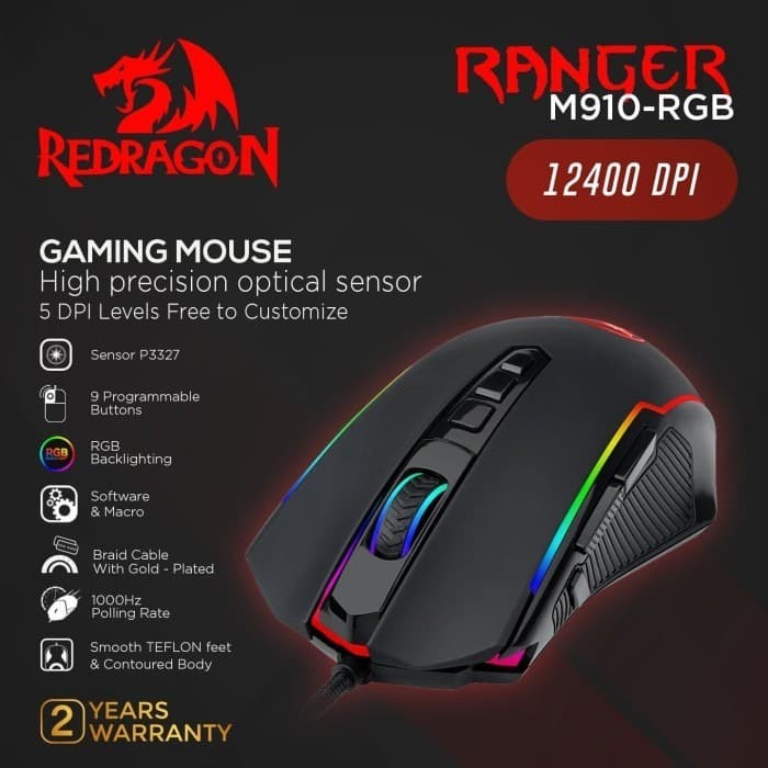 Jual REDRAGON - M910-RGB Gaming Mouse RGB RANGER | Shopee Indonesia