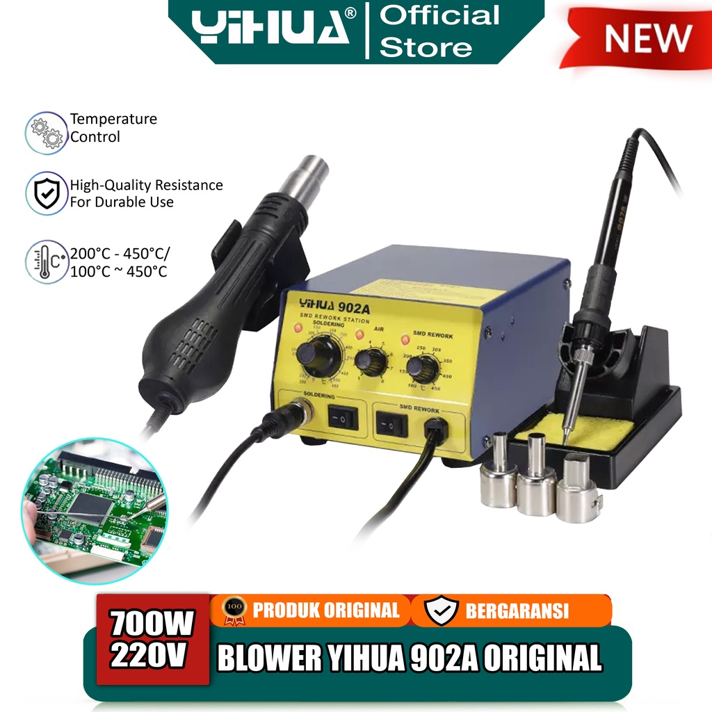 Jual Yihua 902A Blower Solder Uap Station 2 IN 1 Hot Air Gun Soldering Station Digital Original ...