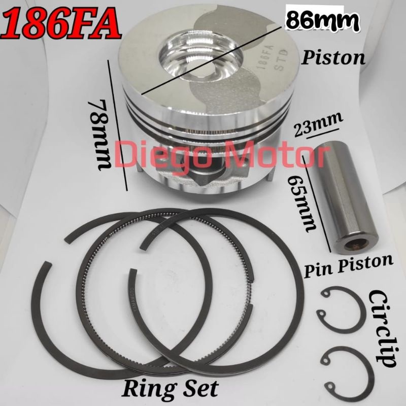 Jual 186FA Piston Seher Komplit Mesin Genset Kipor Solar Silent Kama Krisbow KDE6500 8000watt ...