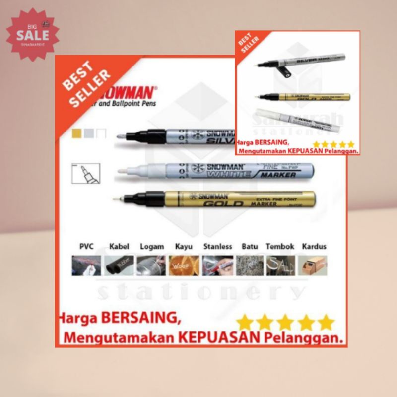 Jual Snowman Paint Marker "EXTRA FINE TIPE" ECER Dengan 3 Pilihan Warna ...
