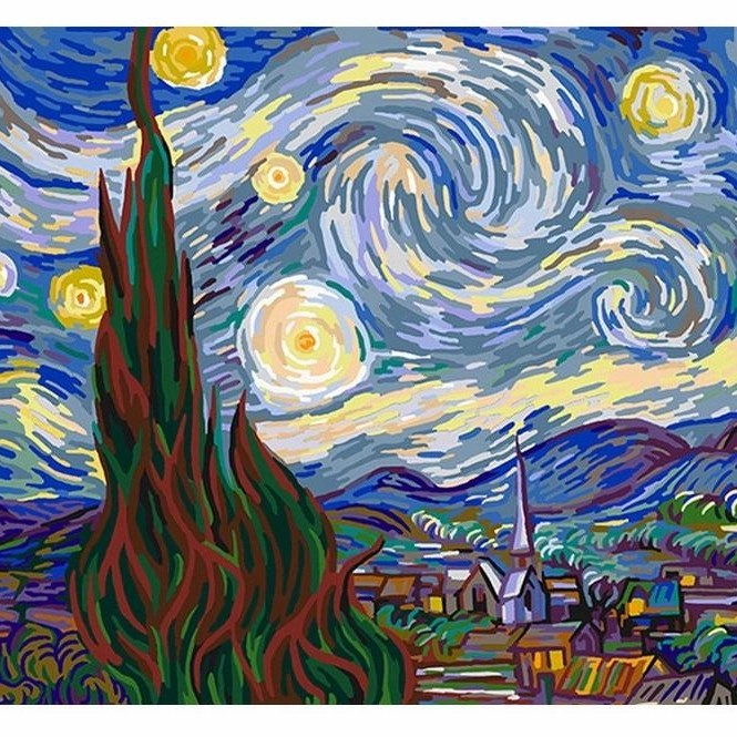 Jual Kanvas Paint By Number Starry Night 40X50 Cm | Shopee Indonesia