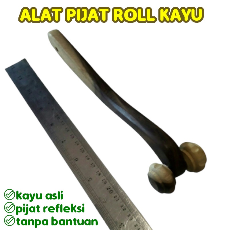 Jual Alat Pijat Roll Kayu 23 cm Terapi Refleksi Therapy Pegal Linu Bisa ...