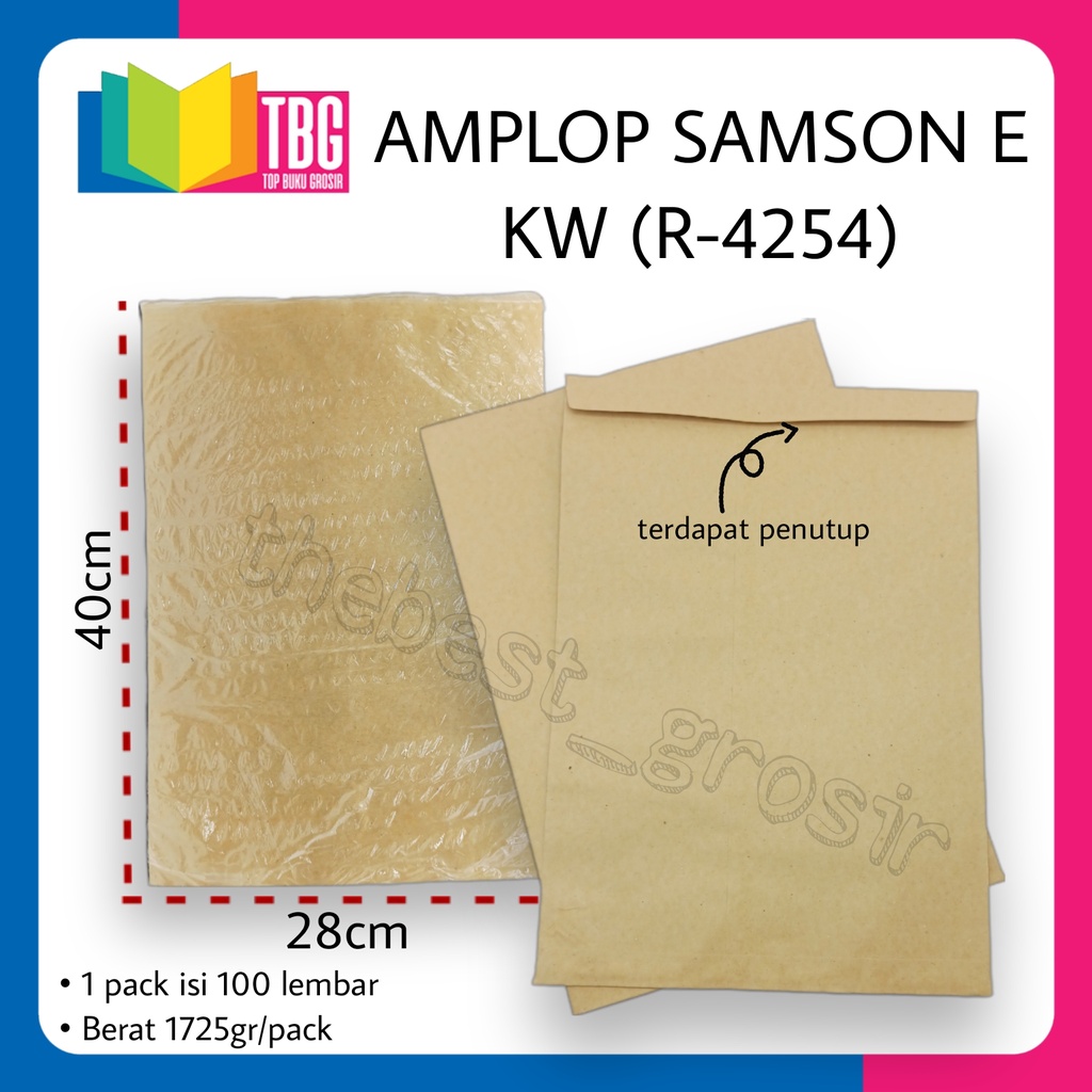 Jual 1 PACK (100 LEMBAR) AMPLOP SAMSON E KW MAP KERTAS COKLAT BESAR (R-4254) | Shopee Indonesia