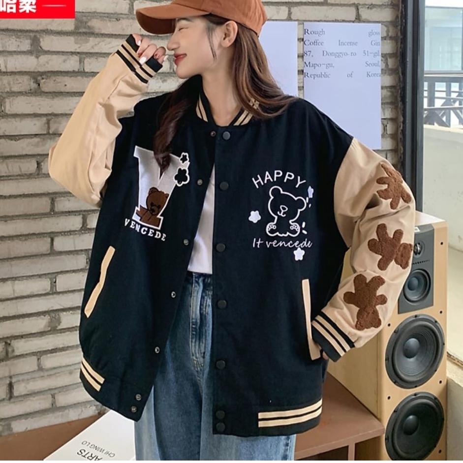Jual Hot Sale HAPPY VENCEDE V VARSITY BASEBALL JACKET ALA KOREA STYLE ...