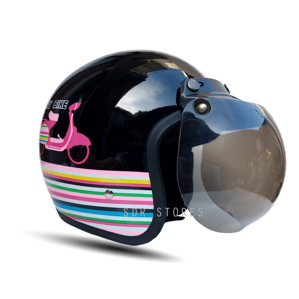 Jual Helm Bogo Retro Goggle SNI Warna Putih Motif Glossy Kaca Cembung ...